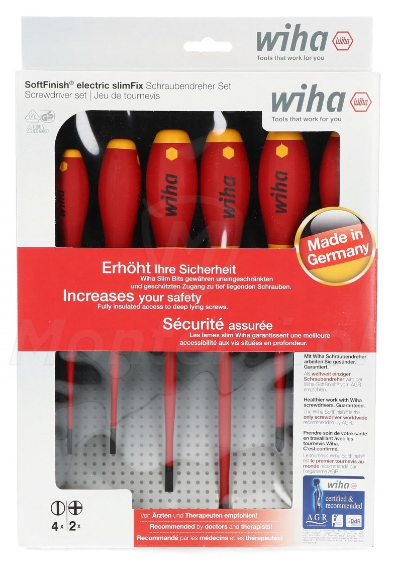 WIHA 35389 Zestaw wkrętaków dla elektryków, 6 wkrętaków, izolowane uchwyty, wąski trzonek