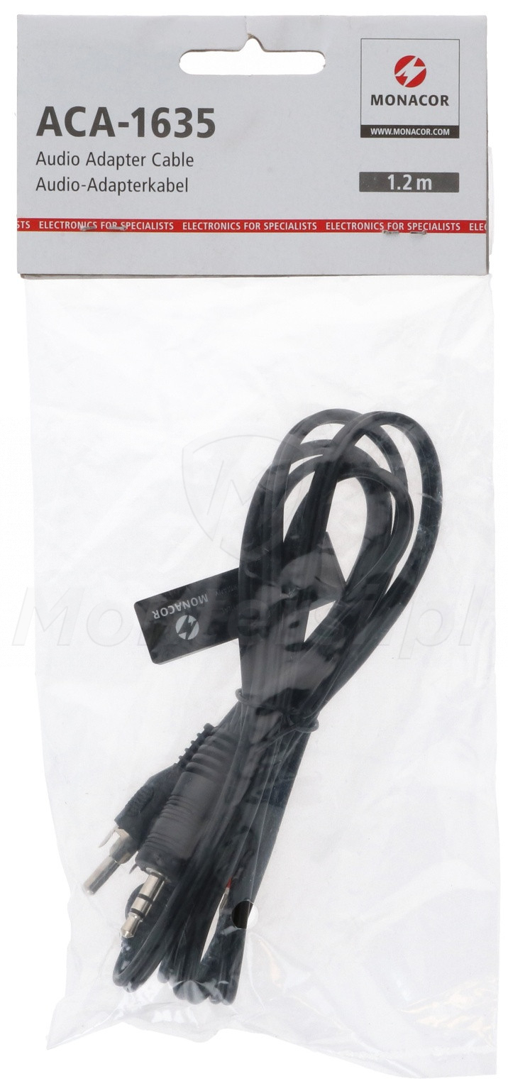 ACA 1635 - Patchcord audio Jack 3.5mm / 2x RCA, 1.2m - Montersi.pl