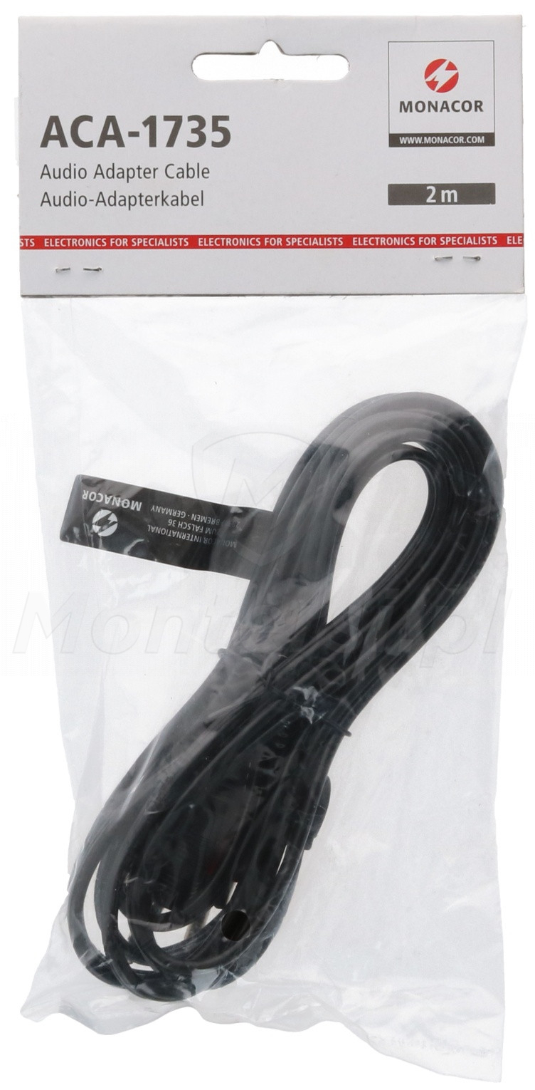 ACA 1735 - Patchcord audio Jack 3.5mm / 2x RCA, 2m - Montersi.pl