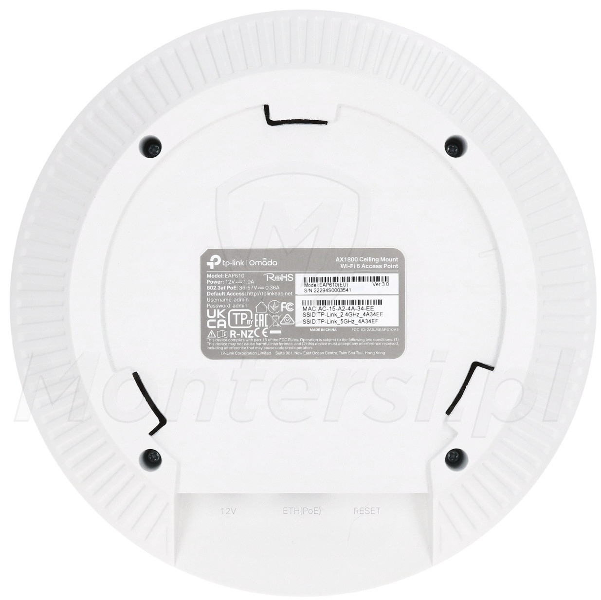 EAP610 - AccessPoint 2.4/5 GHz, Wi-Fi 6, IP67 - Montersi.pl