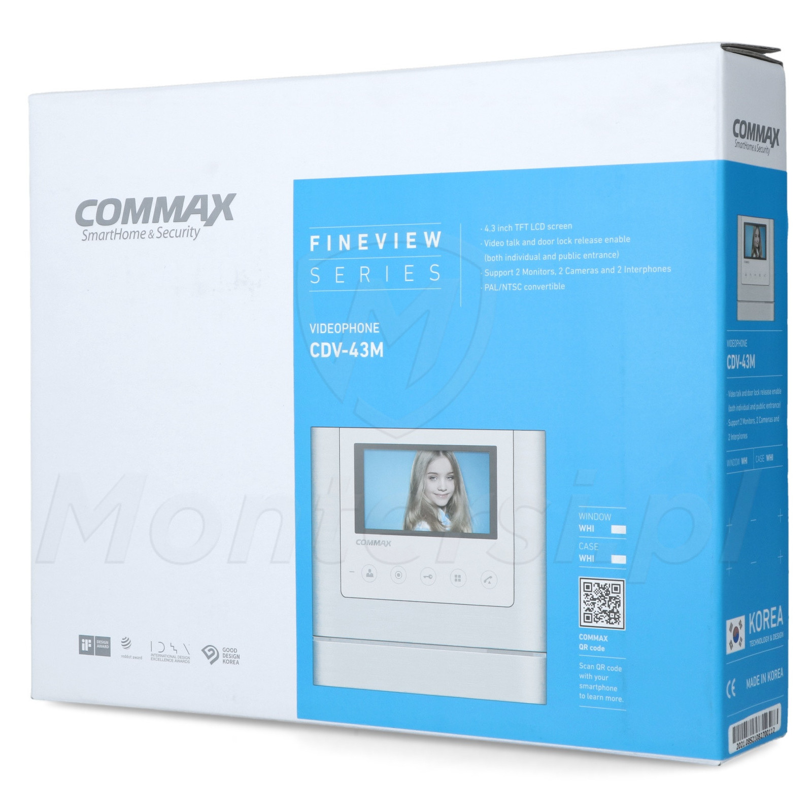 CDV-43M(DC) WHITE - Monitor głośnomówiacy 4.3" Commax
